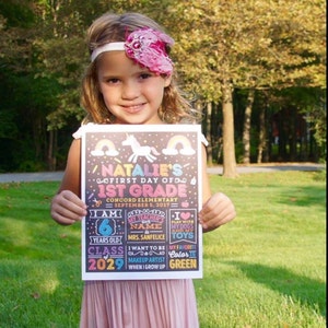 Unicorn First Day of School Sign 1st Day of School Chalkboard Sign Back ...