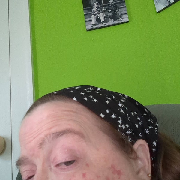 Black Floral Lace Sheer Triangle Headband With Lace Trim - Head Scarf ...