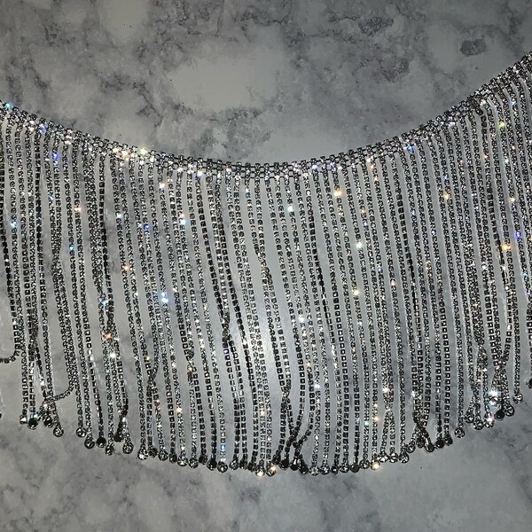 6" Fringe | Rhinestone Fringe | Crystal Trim - Etsy