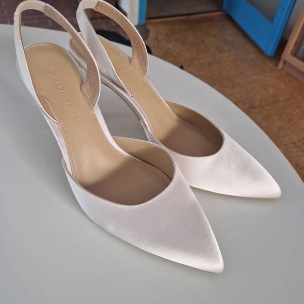 Hebe Ivory Pumps, Satin Wedding Shoes, Satin Bridal Shoe, Satin Evening ...