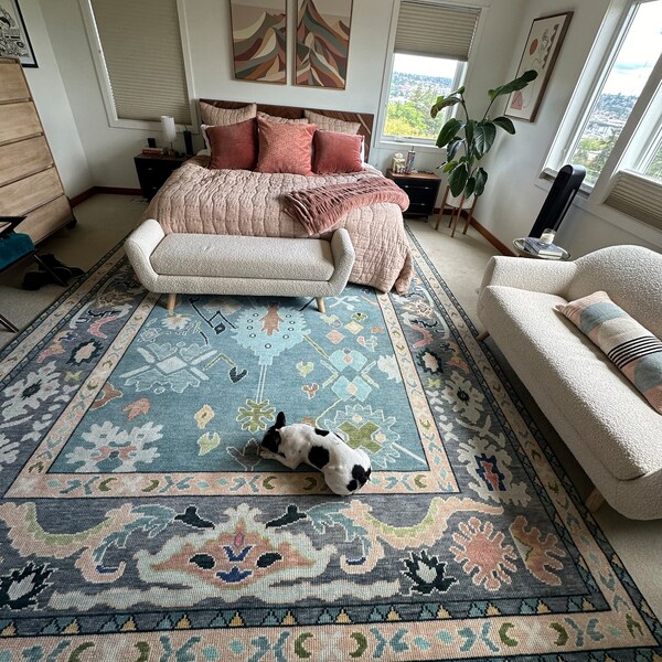 Olive Green Minimal 8 X10 Rug, Hand-knotted Solid Color Wool Rug ...