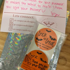Trick or Treat Bag Stickers Halloween Labels Custom Halloween Stickers ...