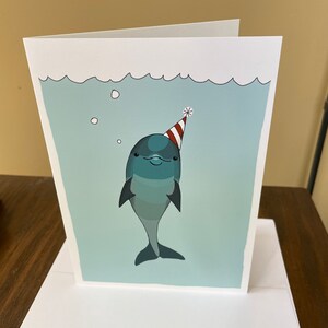 Dolphin Card Blue Dolphin Porpoise Card Ocean Card - Etsy
