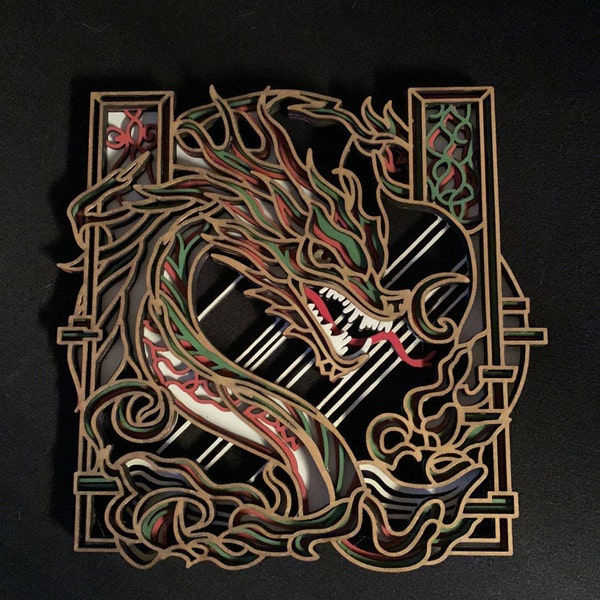 Dragon Multilayer SVG/ Dragon Cut File/ 3D Layer/ Plywood Cutting ...