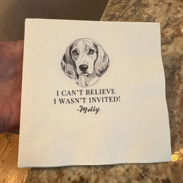 Full Color Personalized Pet Wedding Cocktail napkins Dog Wedding ...