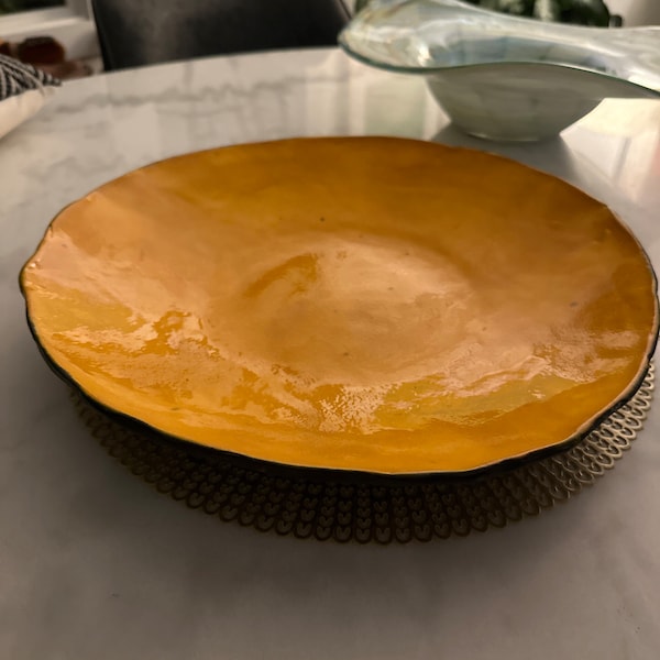 Serving Platter Orange Large Plate Modern Farmhouse Ceramic Plate ...