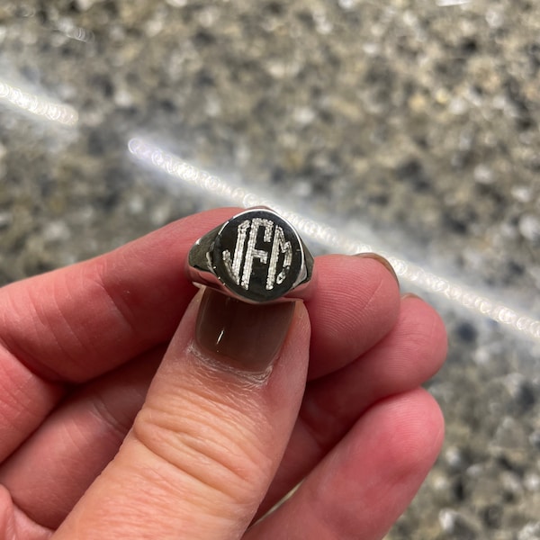Monogram Signet Ring in Solid Sterling Silver • Custom Minimalist ...