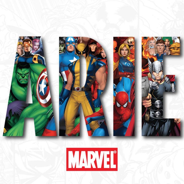 Custom MARVEL NAME Print |superhero Character Posters Avenger Digital ...