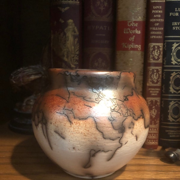 Raku Pottery With Striped Crackle Glaze. Orange and Brown. - Etsy