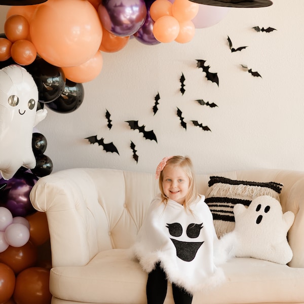 Ghost Boo Happy Girly Lashes Halloween Poncho - Ghost Poncho - Ghost ...