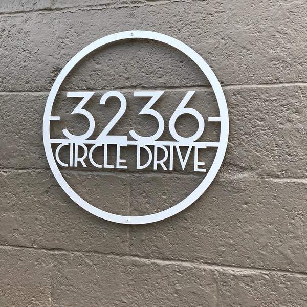 Large House Numbers Round, House Number Sign, Street Name Sign, Metal ...