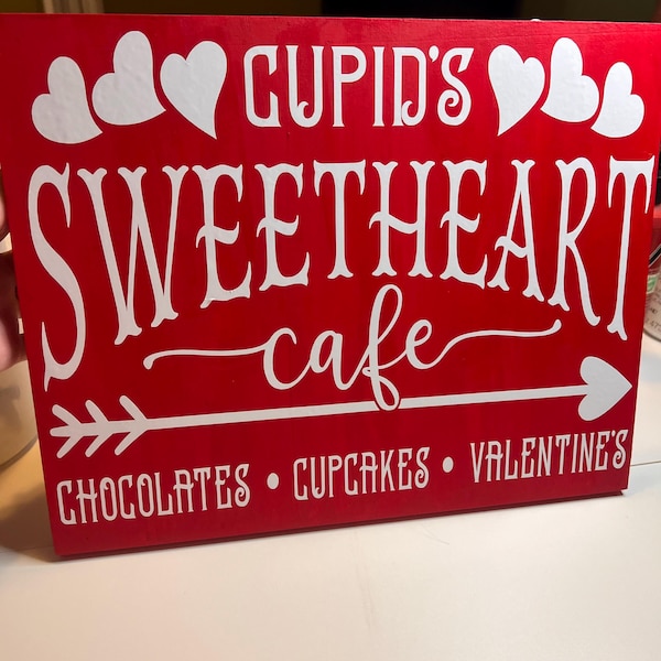 Cupids Sweetheart Cafe SVG Cut File. Rustic Valentines Day Sign Design ...