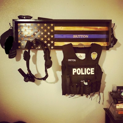Police Gear Rack Thin Blue Line Gear Rack Police Officer Gift Police ...