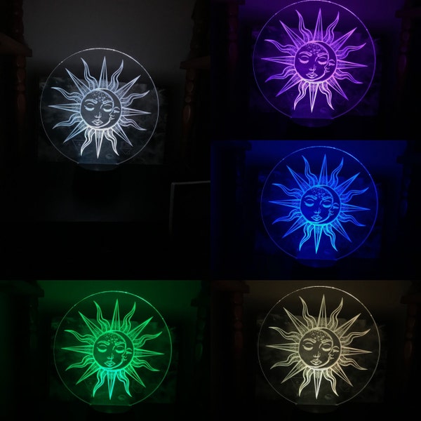 Sun and Moon LED Night Light. LED Lamp. LED Sign. Remote Control ...