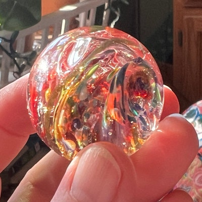 Rainbow and Pink Glass Marble, Handmade From Borosilicate Glass - Etsy