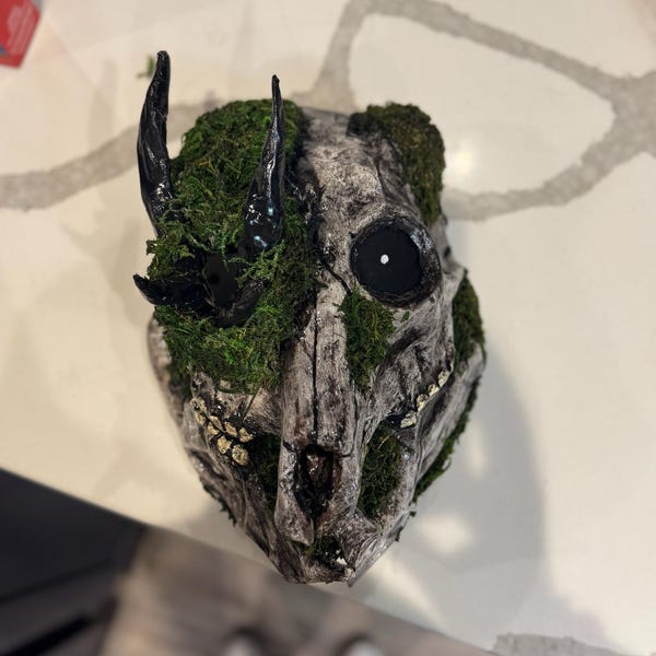 The Moss King Mask: Deer Skull Wendigo Paper Mache Halloween Mask - Etsy