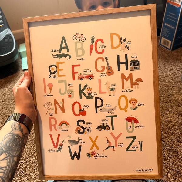 Illustrated Children's Alphabet Print, ABC Poster, Playroom Wall Art ...