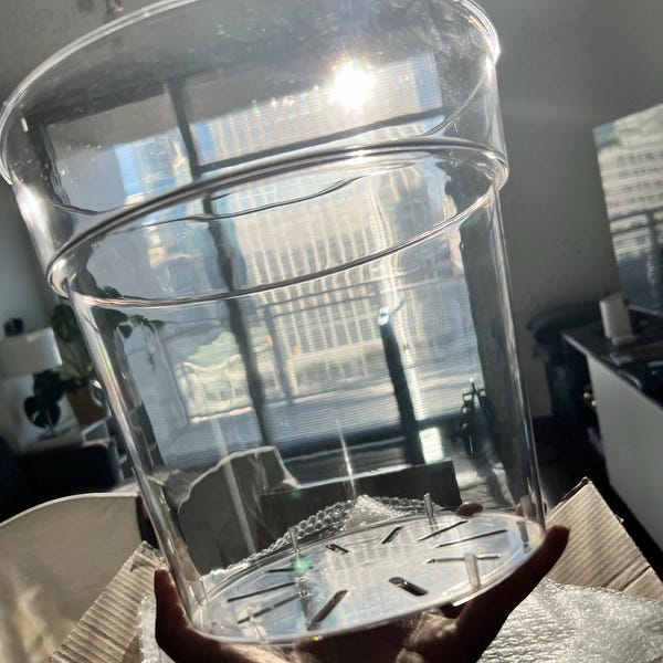 7” Large Round Ultra Clear Orchid Pot, Clear Plastic Pot, Plastic ...