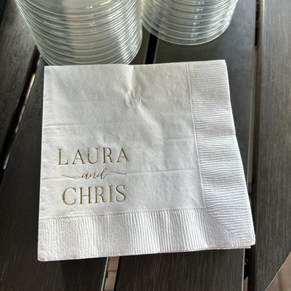 Embossed Napkins, Interlocking Monogram, Monogrammed Linen Like ...