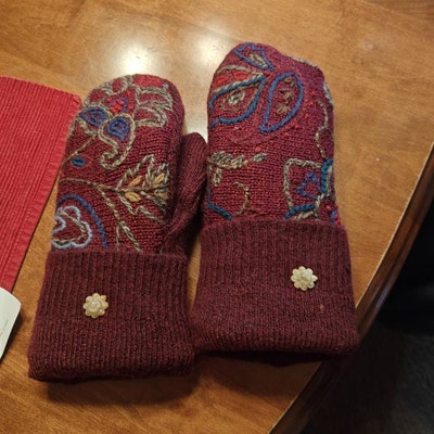 Warm Sweater Mittens Blue and White Nordic Unique Women's Mittens ...