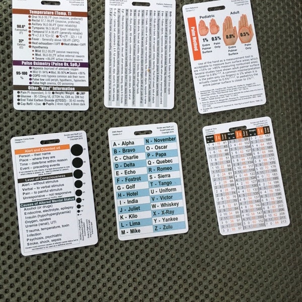 Mini EMT Vertical Badge Card Set - 6 Cards - for ID Badge Clip Strap ...