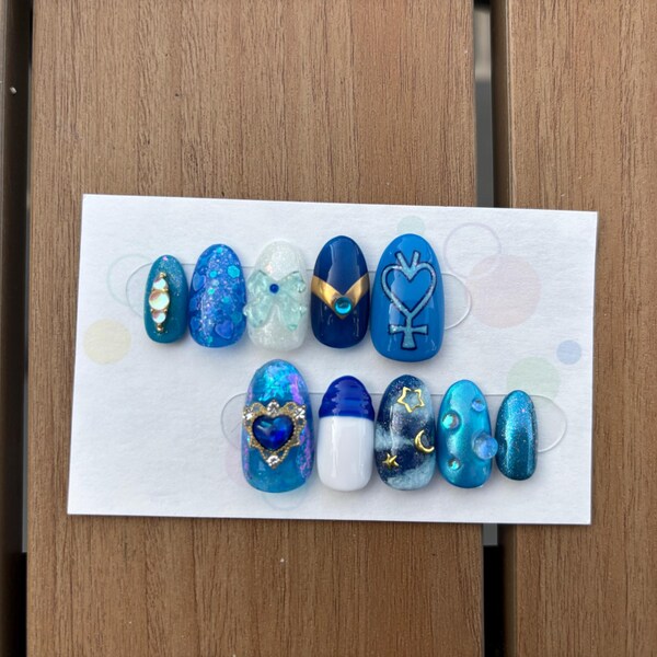 Sailor Mercury | Ami Mizuno Press on Nails | Luxury Nails | Handmade ...