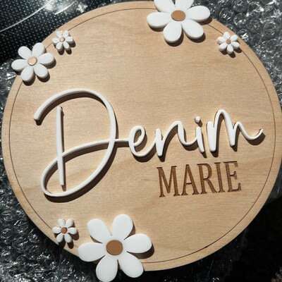 Daisy Flower Birth Sign Baby Birth Announcement Arched Wooden Birth ...