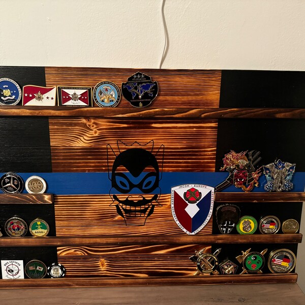 Challenge Coin Display | Thin Blue Line | Challenge Coin Holder ...