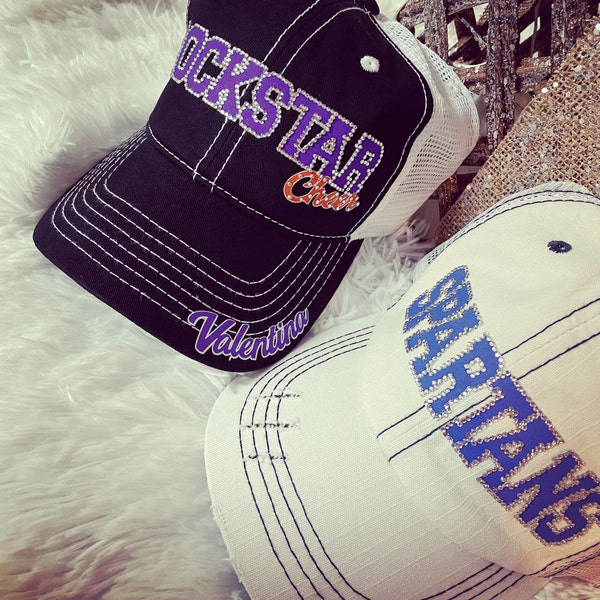 Cheer Mom Hat, Custom Bling Cheer Hats Your Teams Name or Logo - Etsy
