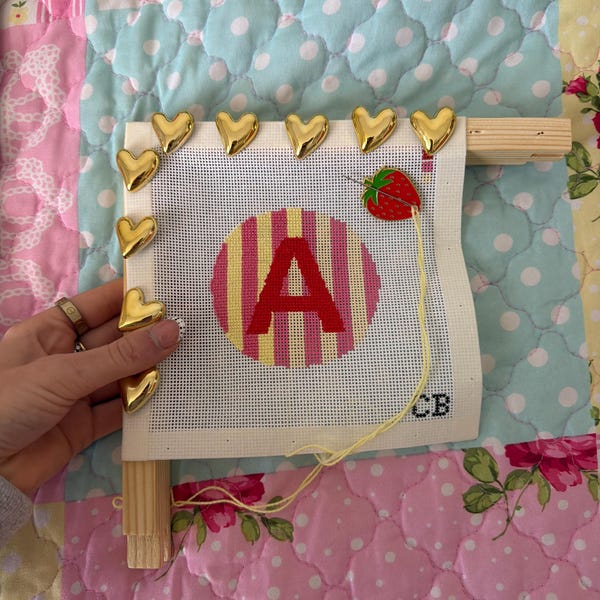 Custom Initial/number Striped Circle Hand-painted Needlepoint Canvas - Etsy