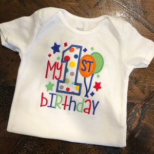 My 1st Birthday Applique Digital Machine Embroidery Design 4 Sizes ...