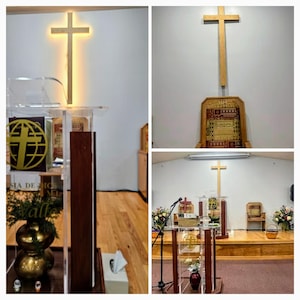 4' Backlit Wood Cross Easter Christian Wood Cross LED Backlighted ...