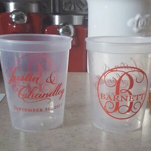 Script Monogram Shatterproof Party Cups, Personalized Printed Cups ...