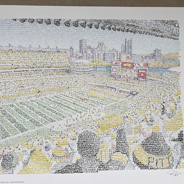 Pittsburgh Steelers Heinz Field Word Art Print - 16"x20" - Handwritten ...