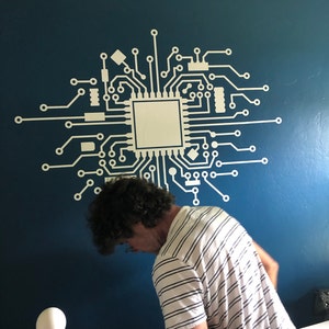 Technology Wall Decal Circuit Board Wall Sticker Binary Code Computer ...