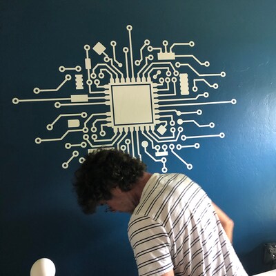 Technology Wall Decal Circuit Board Wall Sticker Binary Code Computer ...