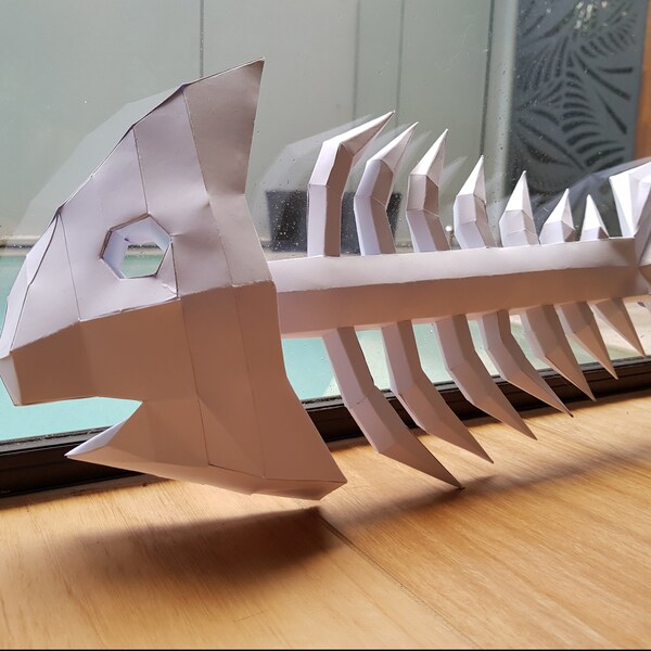 Skeleton Fish Papercraft Trophy, Printable 3D Puzzle, Papercraft Pdf ...
