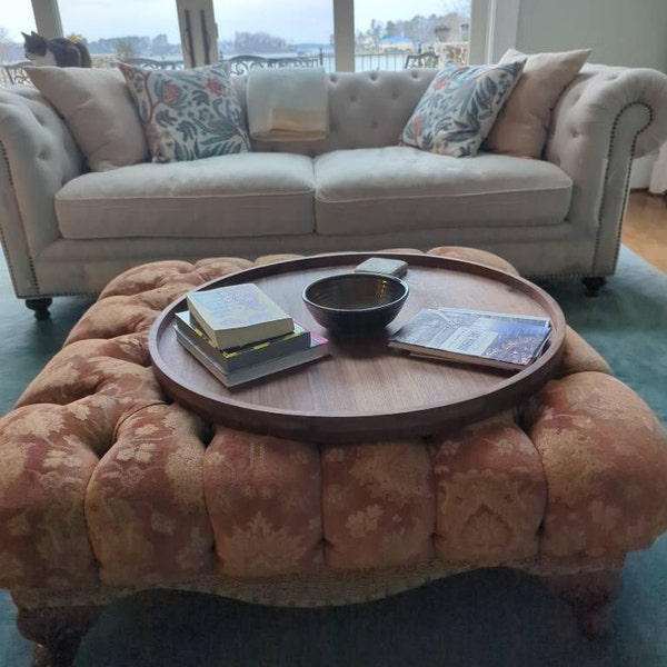 Extra Large Round Wood Tray / Black Walnut / Circle Coffee Table ...