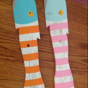 LARGE SET OF 24 Wooden Fish Nautical Fish Decor Reclaimed | Etsy