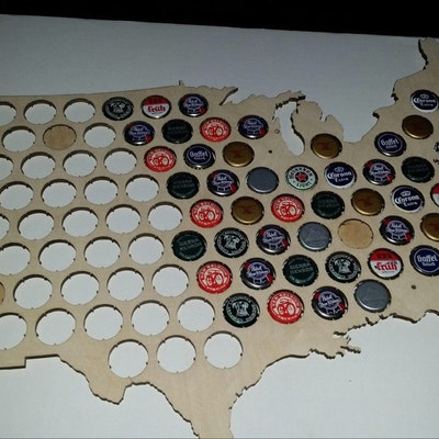 United States Beer Cap Map USA Beer Cap Holder Beer Cap Display Gift ...