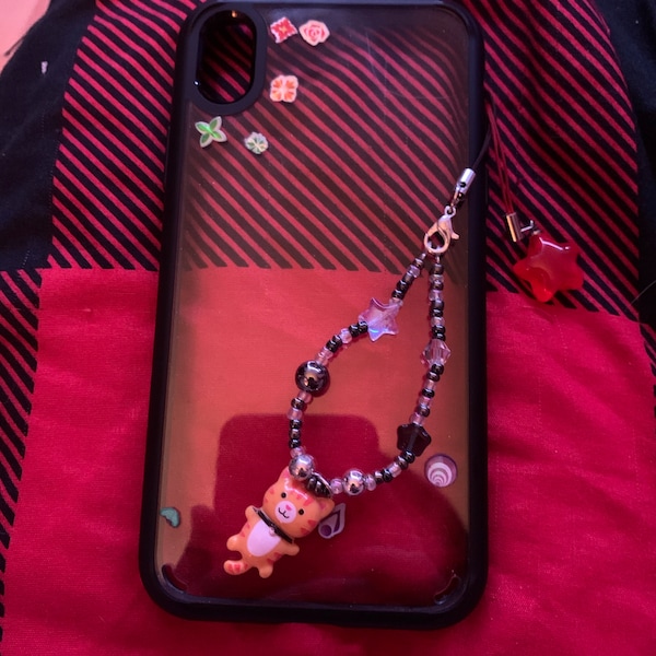Cat Phone Charm | Phone Charm Strap | Cute Beaded Phone Charm ...