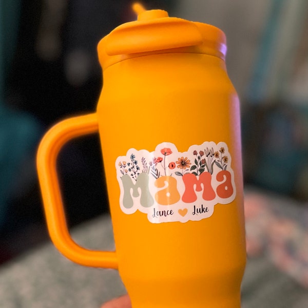 Personalized Mama Sticker, Name Sticker, Floral Boho Sticker, Mom ...