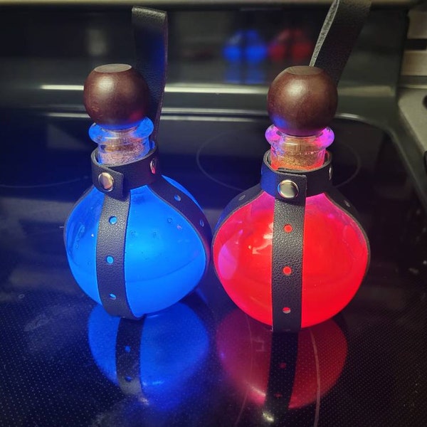 Glowing Light Elixir in Medium Potion Bottle With Leather Holster, USB Rechargeable - Etsy