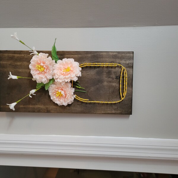 Mason Jar Flower Vase String Art - Floral Decor - Seasonal Decor ...
