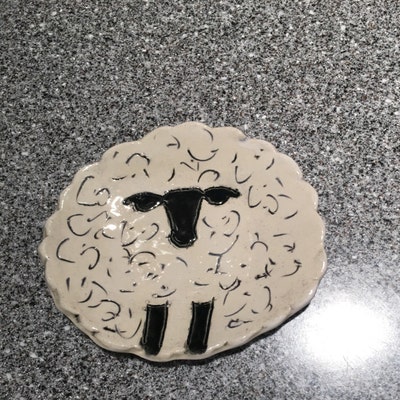 SPOON REST Regular Size Woolly SHEEP Stoneware Clay Handmade - Etsy