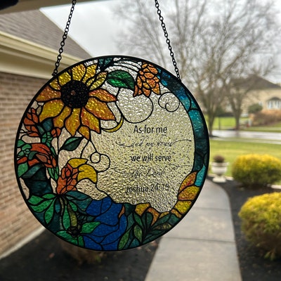 Bible Verse Stained Glass Suncatcher for Window Hanging Christian Gift ...