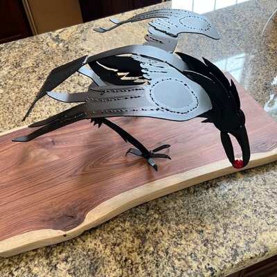 Raven Alerting Steel Raven Sculpture, Home or Garden Decor - Etsy