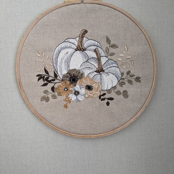 Floral Pumpkin Embroidery Design, Autumn Embroidery File, Thanksgiving ...