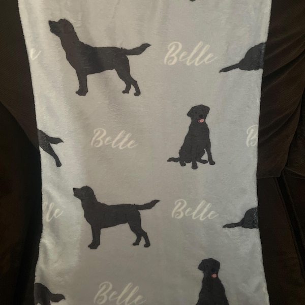 Labrador Retriever Blanket, Custom Name Lab Dog Blanket, Personalized ...