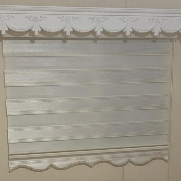 Patterned Laser Cut Double Mechanism Tulle and Roller Blinds Curtain ...
